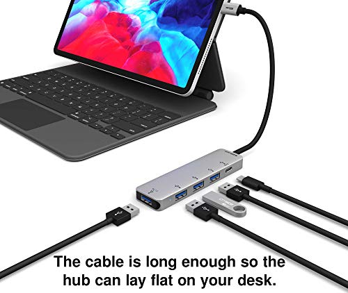 EZQuest USB C Hub 5 in 1 with 4 USB A 3.0 Ports (1 with BC 1.2), 1 USB C PD 3.0 with FRS - Compatible with USB C Laptops and Devices