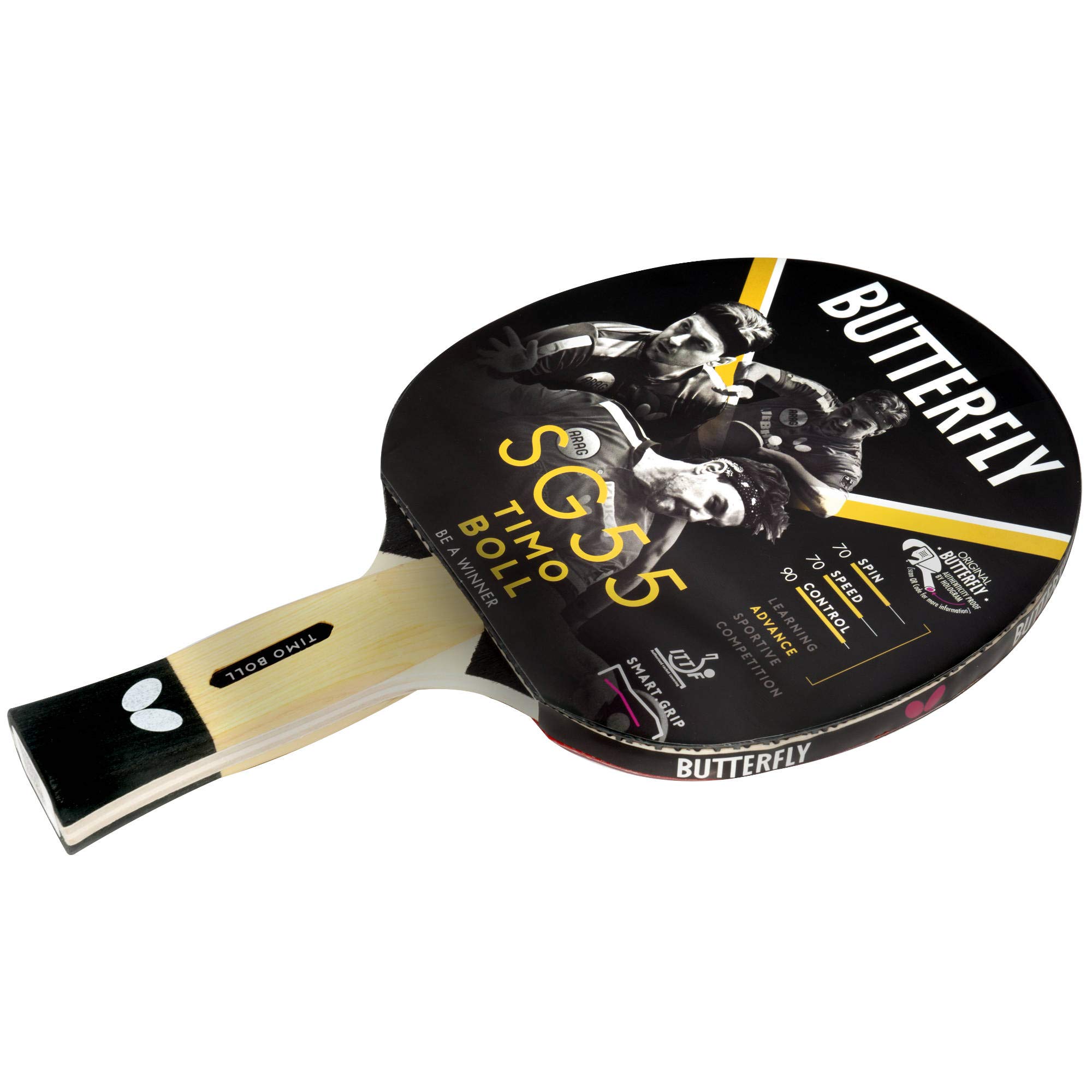 Butterfly Timo Boll SG55 Table Tennis Bat - ITTF Approved 1.5mm Pan Asia Rubber,White