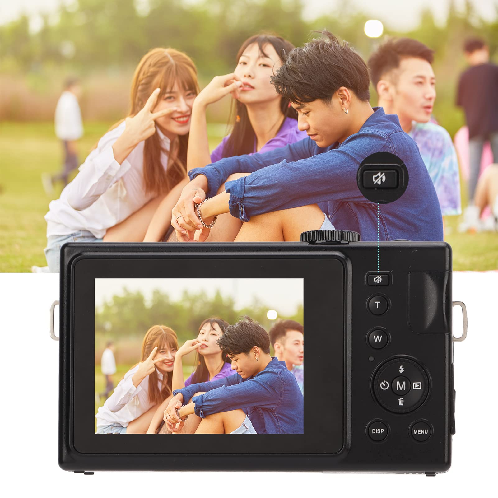 16X Digital Camera, 3 inch TFT LCD 24MP Portable 1080P FHD Micro Single Camera, 1500mAh Rechargeable, for Beginners, Children, Teenagers, Friends(Black)