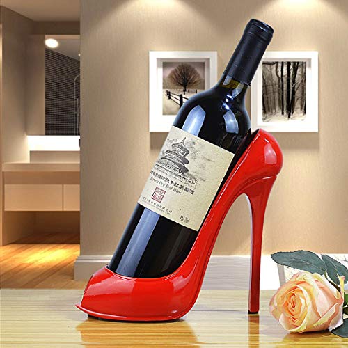 Fantasee High Heel Wine Bottle Holder Countertop Storage Stand for Wedding Party Home DecorĀ (Red High Heel)