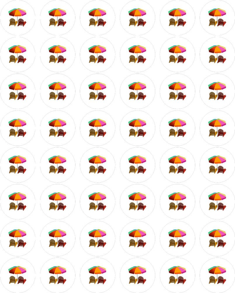 Beach Envelope Seals - 1.2" Circle Stickers - 144 Circle Stickers (Chairs)
