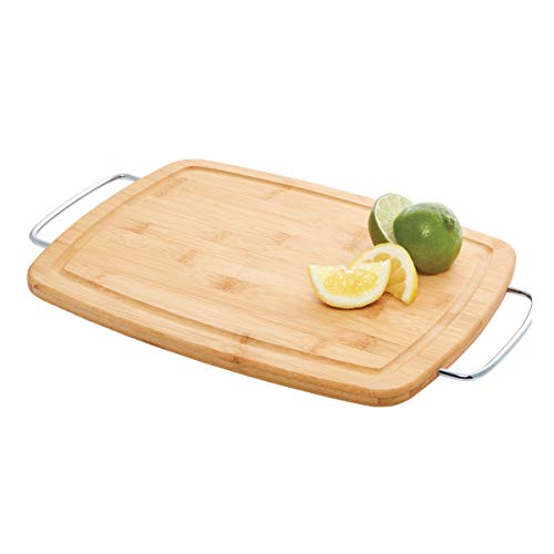 Farberware Cutting Board with Metal Handles, 11x14-inch, Bamboo