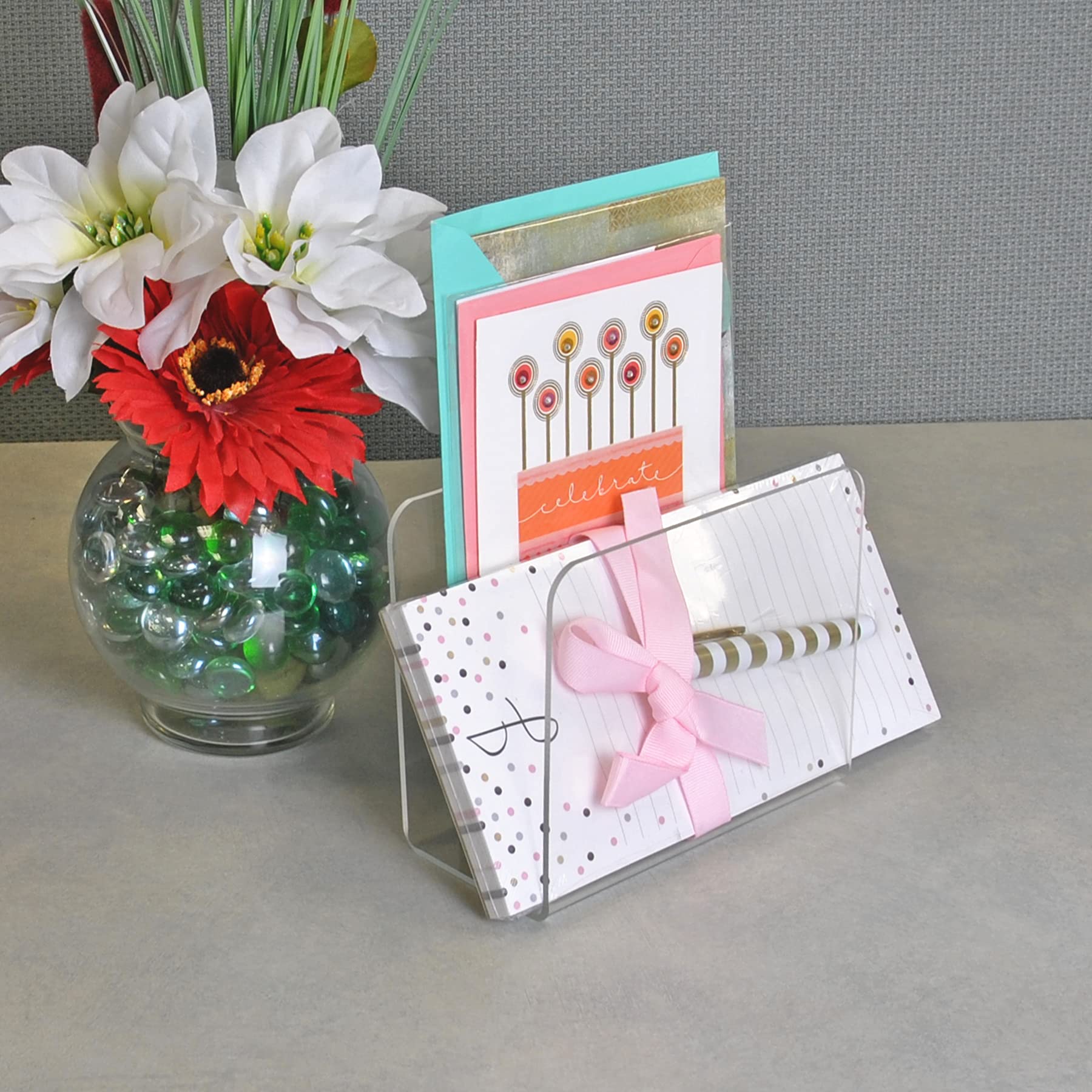 Azar Displays 255080 Small Standing File Holder/Sorter Desk Organizer, 4-Pack, Clear