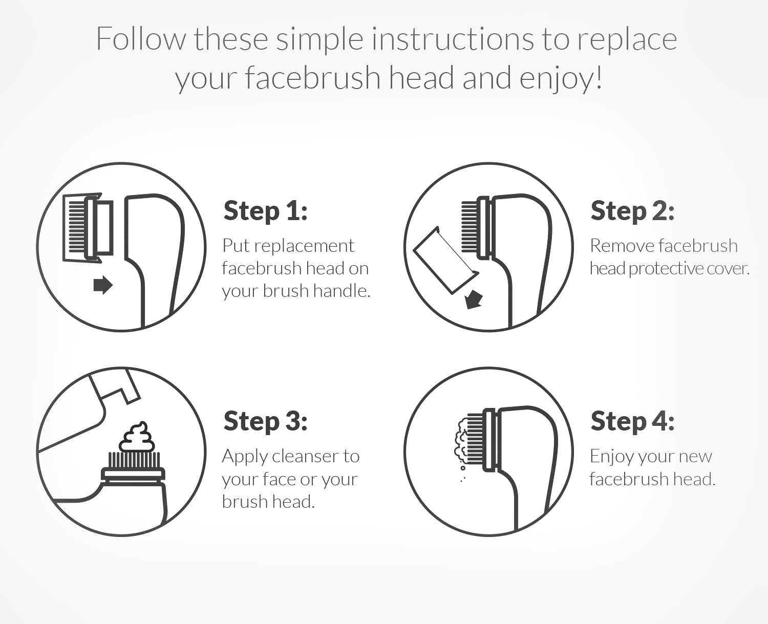 Facial Cleansing Brush Heads with Luxe Cashmere Face Brush Head | Super Soft, Suitable for Sensitive, Delicate and Dry Skin, 4pack