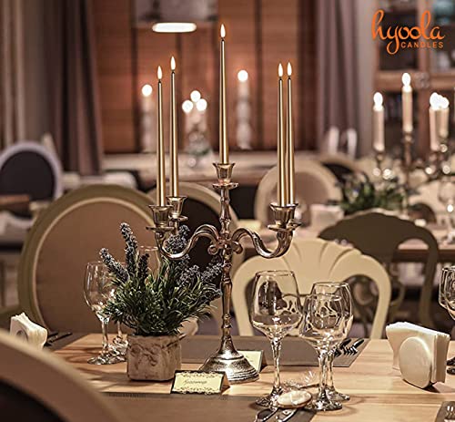 Hyoola Tall Metallic Antique Gold Taper Candles - 12 Inch - Dripless - 12 Pack - 10 Hour Burn Time