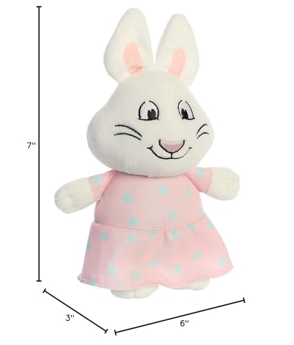 Aurora Bundles of 2 6.5 Inch Plush Animals: Max and Ruby Bunnies, White Black red Pink Blue