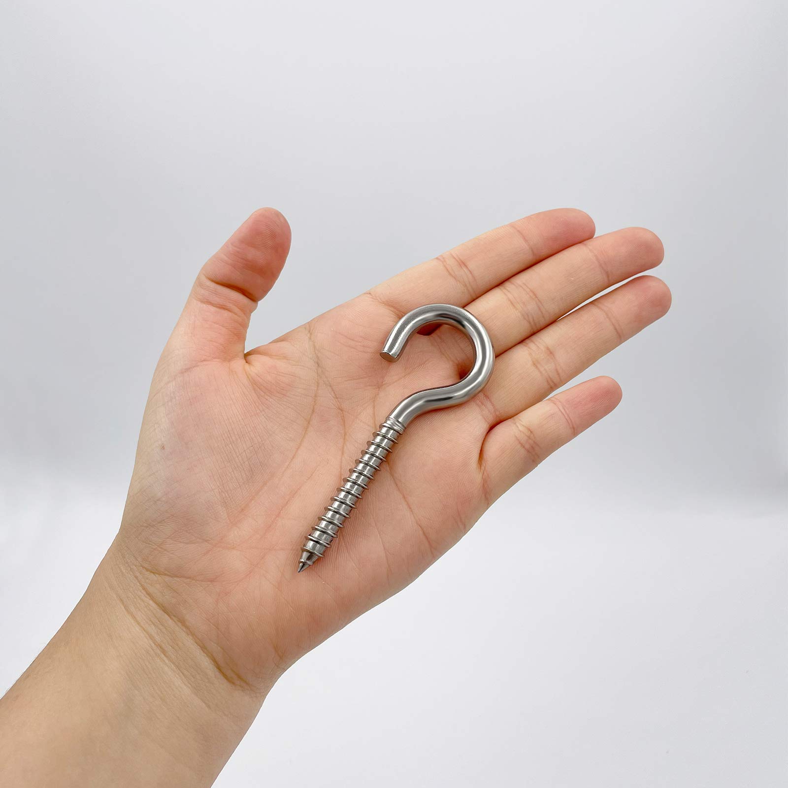 YAIRMIS Pack of 12 M6 Metal Hooks, heavy-duty304 Stainless Steel Screw Hooks, self-Tapping Eye-Ring Bolt Hooks, Wooden Terminal Eye-Hole Hooks, Pendant Lights and Wires, Strong