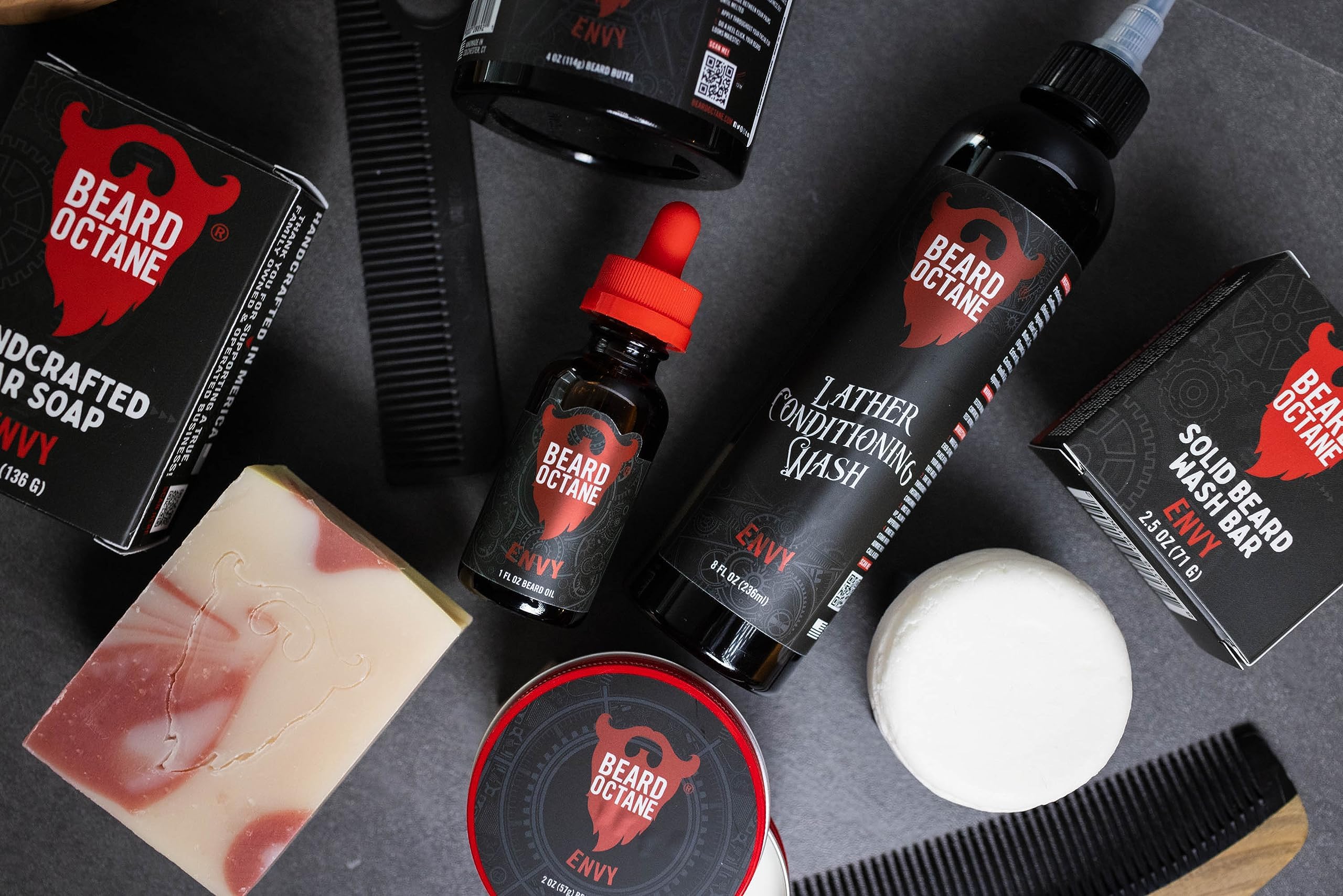 Beard Octane: Envy - Natural Beard Balm w/Shea Butter - 2 Oz - Conditions and Styles - Made in USA - Cologne Scented