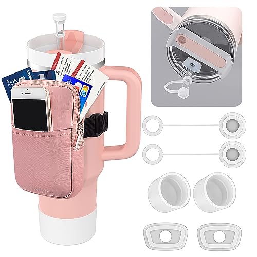 8PCS Water Bottle Pouch for Stanley Cup Fanny Pack Accessories Spill Leak Proof Stopper Set for Stanley 2.0 40oz/30oz,Gym Accessories for Women Tumbler Accessories Running Water Bottle Handheld Caddy
