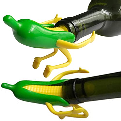 2 Pack Novelty Funny Corn Plastic Wine Bottle Stopper