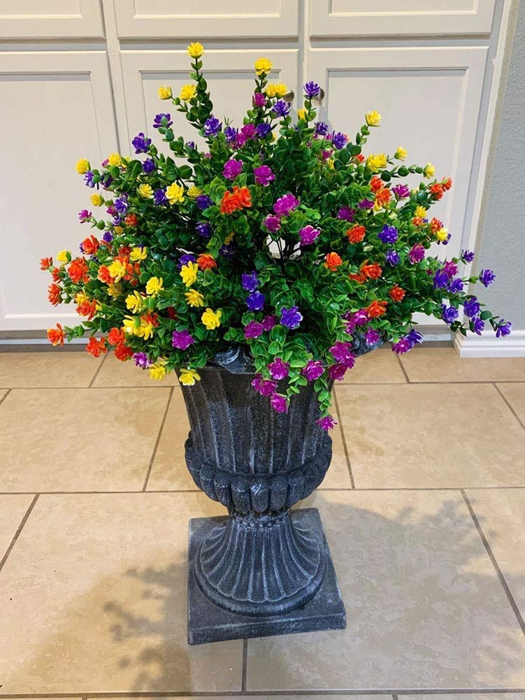 2 Bundles Artificial Flowers Outdoor Decoration UV Resistant Plants Plastic Fake Window Box Home Garden Office Wedding Decor