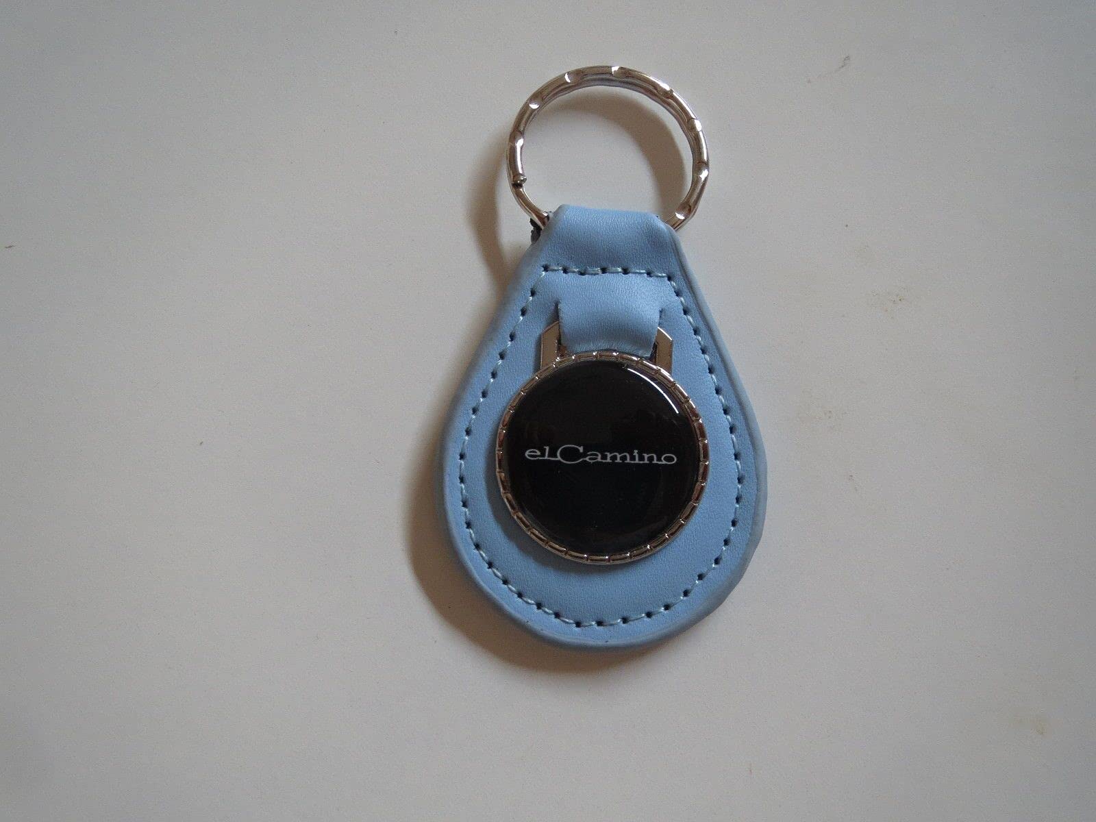 1959-1987 EL CAMINO SCRIPT LOGO EMBLEM LEATHER KEYCHAIN - LIGHT BLUE