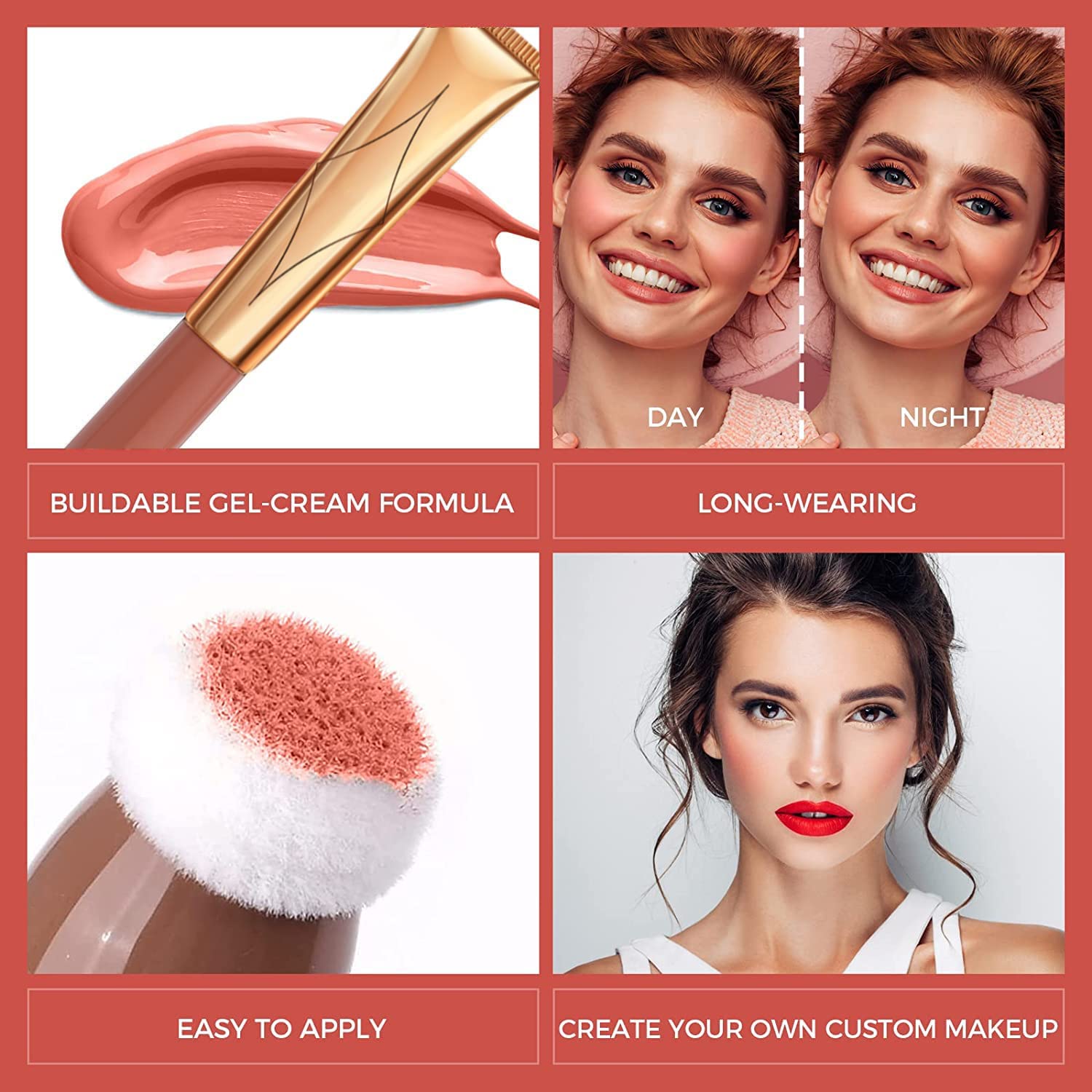 2 Color Contour Beauty Wand, Highlighter ,Face Concealer Contouring with Cushion Applicator Long Lasting & Smooth Matte Finish Liquid Illuminator Makeup Stick (01# Contour&02#Peach Pink)