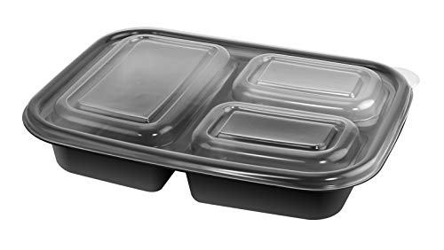 20 PIECE MEAL PREP CONTAINER KIT - 3 SECTIONS - BLACK