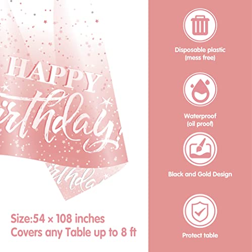 30th birthday decorations for women her - (Total 121pcs) rose gold Birthday supplies Plates and Napkins, Cups, Straws, tablecloth, Disposable Tableware for 24 Guests