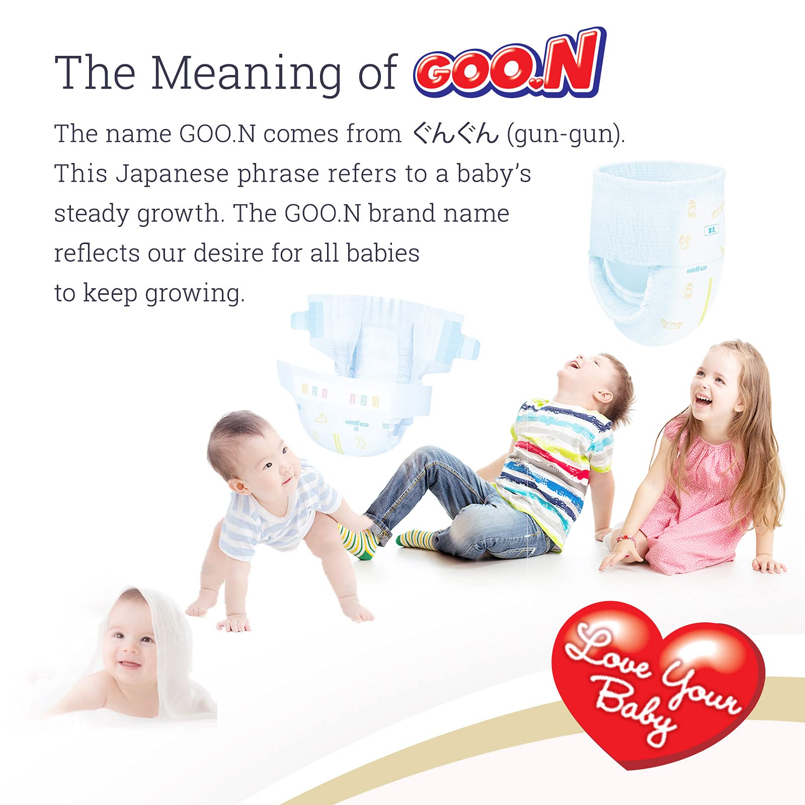 GOO.N Plus+ Diapers M Size (up to 24 lb) Unisex 64 Count Japanese Tape Straps Sensitive Skin, Made in Japan