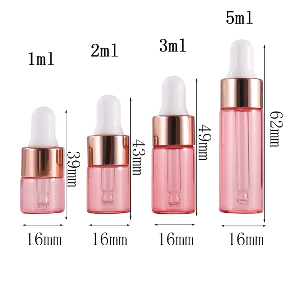 30 Pack Set, Pink Glass Dropper Bottles Essential Oils Dropper Bottles Mini Sample Bottles DIY Perfume Cosmetic Containers Glass Vials With Glass Eye Dropper (1ml)