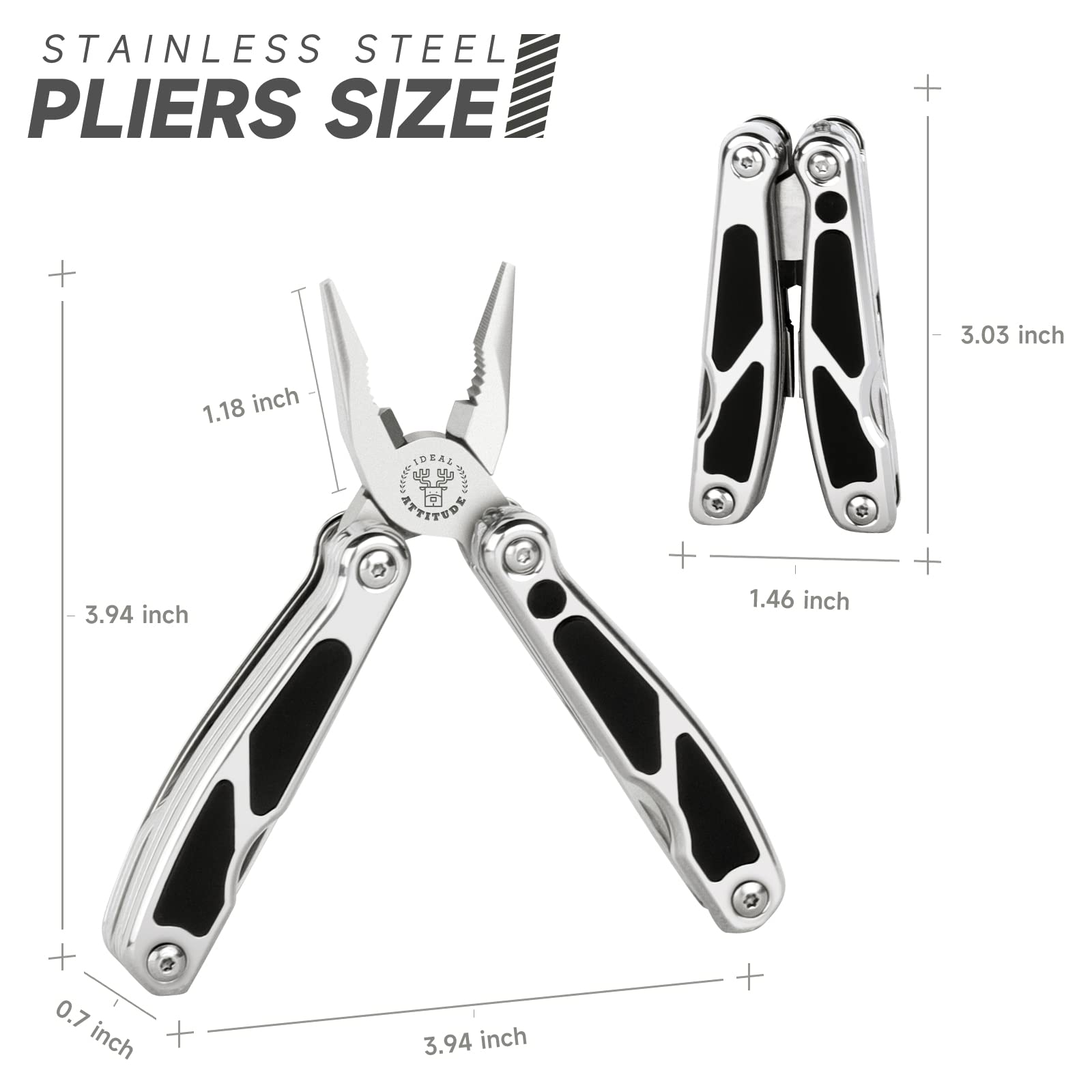 17-In-1 Multitool with Flashlight, Valentines Day Gifts for Him Dad Husbaand, Multitool Pliers Pocket Knife Pliers with Nylon Sheath, Handy Multi-Tool for Outdoor, Camping, Hunting, Survival