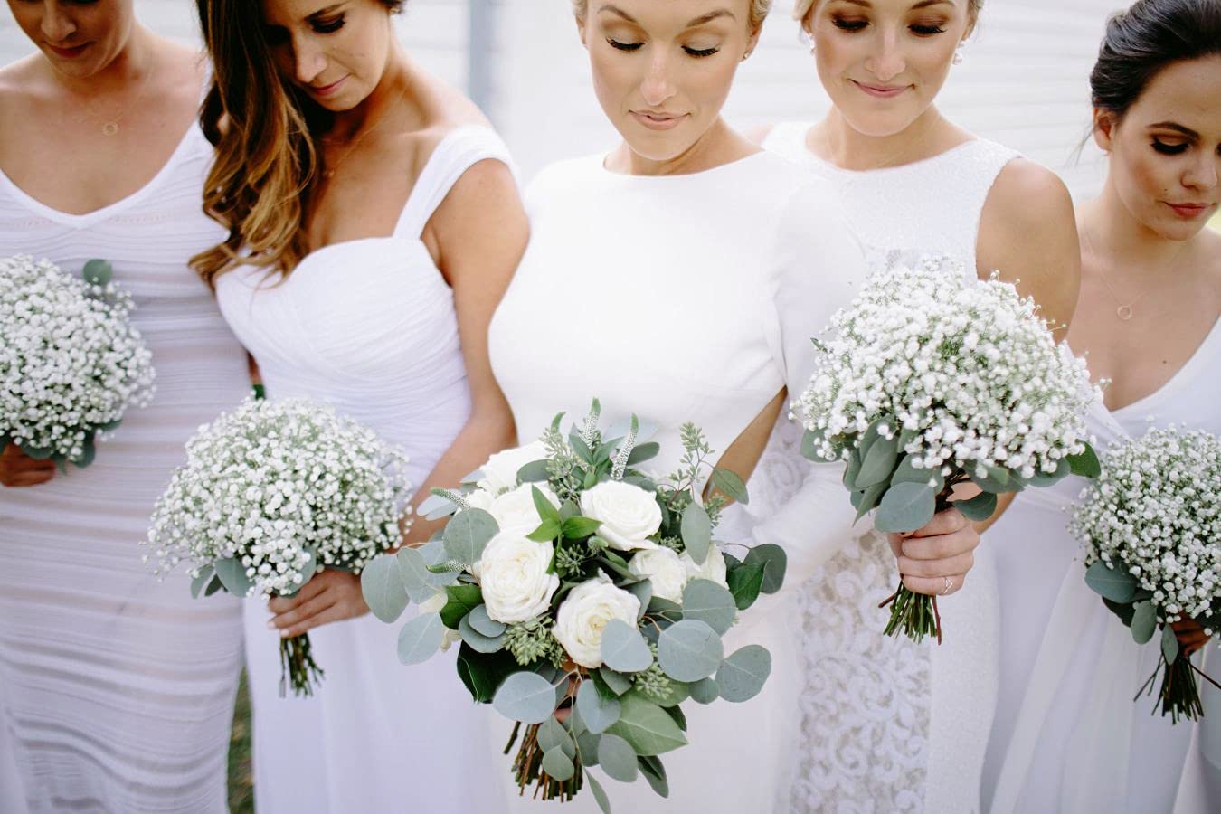 Artificial Flowers Baby's Breath Gypsophila Real Touch Flowers for Wedding Party Home Garden Decoration (White - Pack of 6pcs)