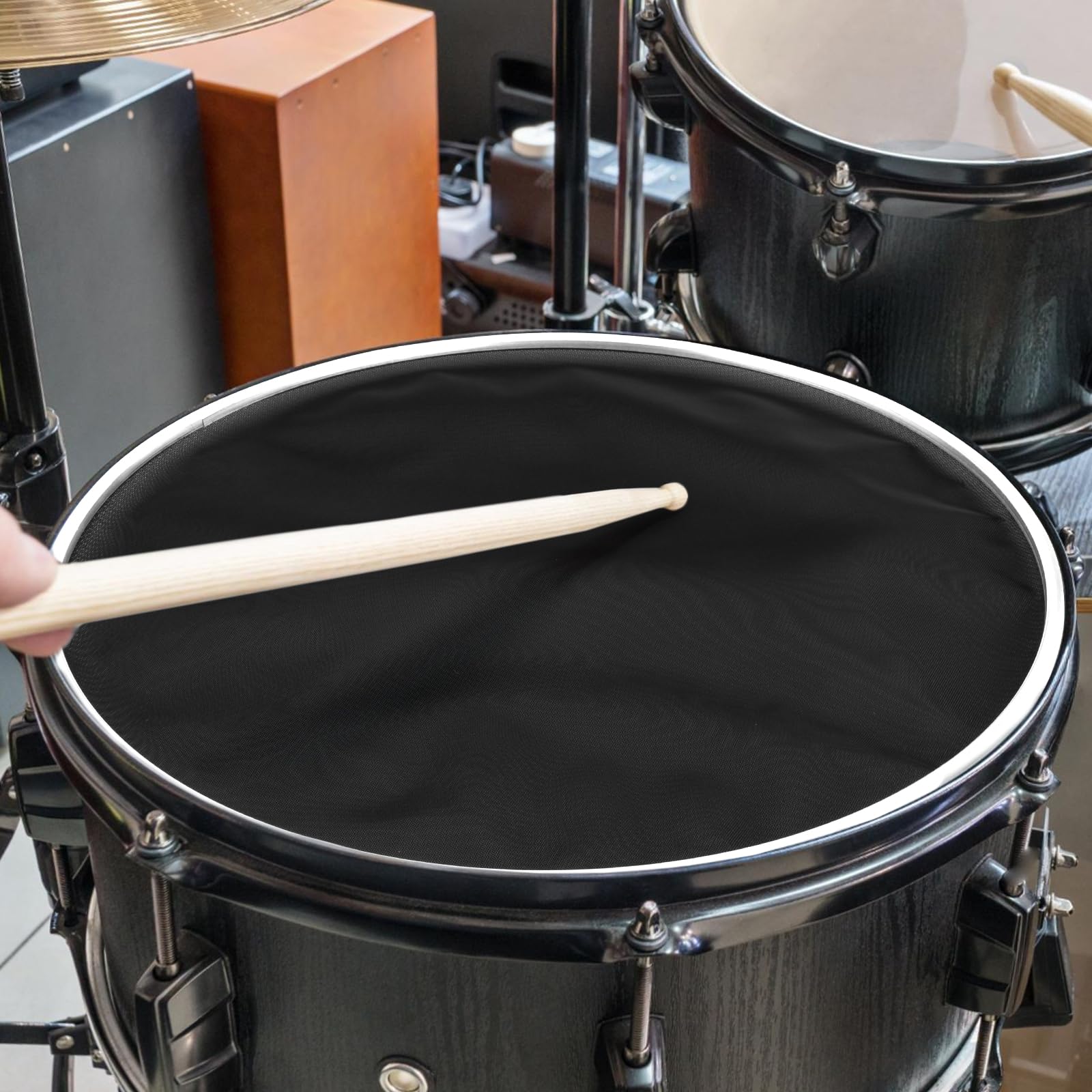 2-Ply Mesh Silent SKIN for Drum Set Replacement, Black, 14inch