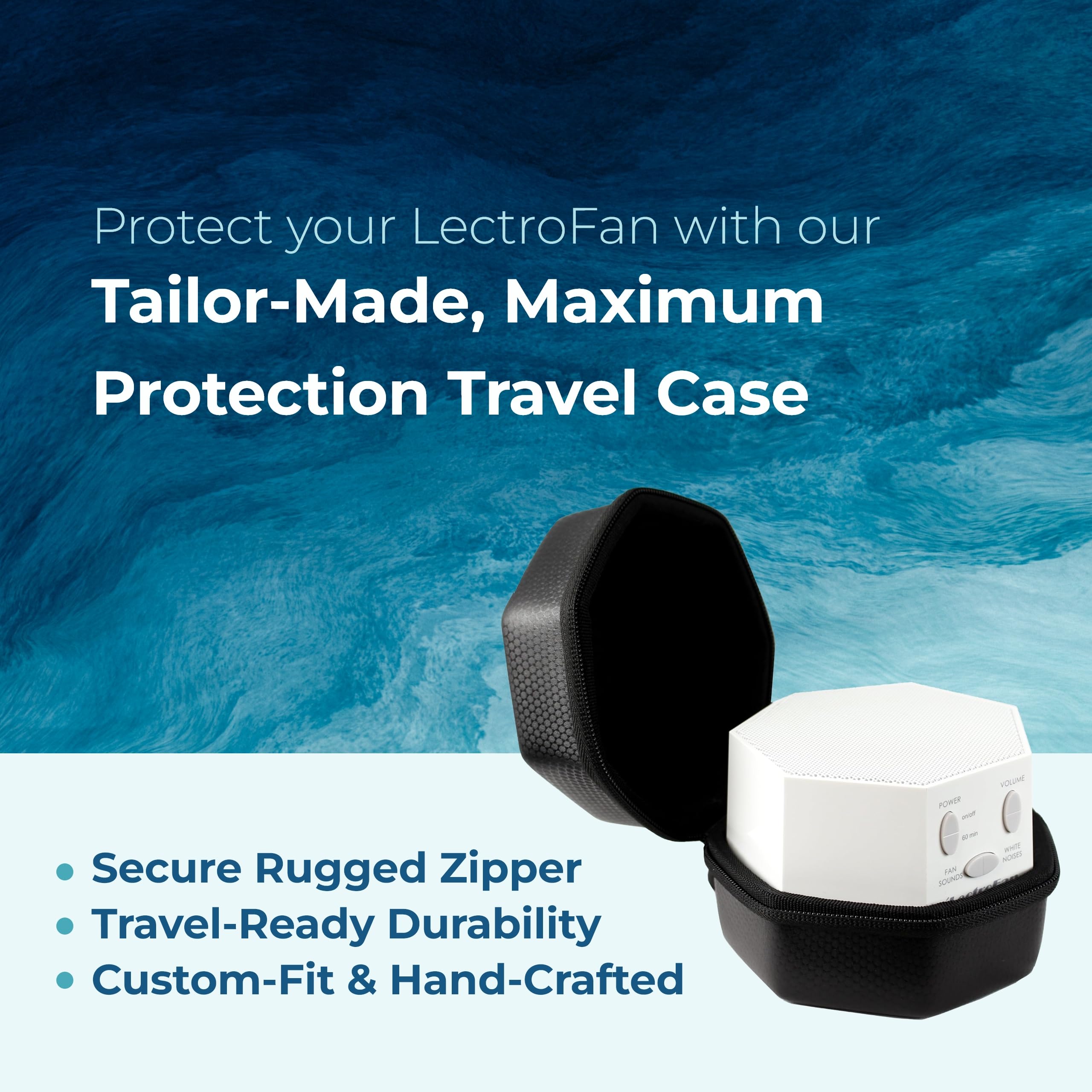 Adaptive Sound Technologies LectroFan Travel Case - Travel Case for LectroFan Sleep Sound Machine - Protective Case for LectroFan Sleep Device - Lightweight EVA & Silicon Rubber - Zip Close - Black