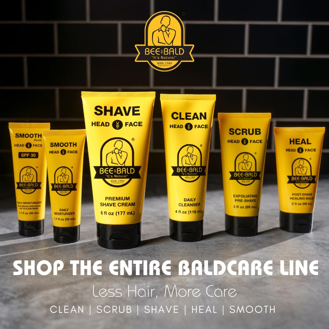 Bee Bald SCRUB Exfoliating Pre-Shave for Deep Cleans & Removing Pore Clogging Dirt, Oil & Dry Flaky Skin. Prepares You For a ‘Super Close Shave’, 3 Fl Oz