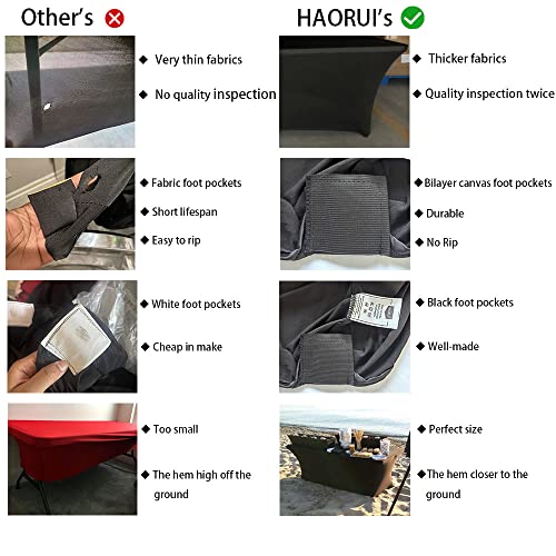 HAORUI 6pcs Stretch Tablecloth 6ft Spandex Table Cover for Craft Exhibitions Wedding Party Show (6ft Black)