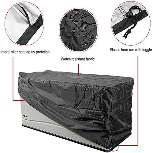 Hapover Patio Deck Box Cover Waterproof Storage Box Cover Outdoor Storage Ottoman Bench Protector Oxford Deck Anti-UV Top Cover for Deck Boxes with Drawstring 62"x30"x27" Black