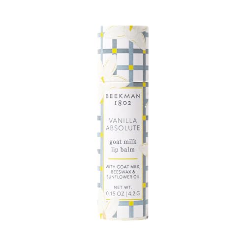 Beekman 1802 Lip Balm, Vanilla Absolute - 0.15 oz - With Goat Milk, Vitamin E & Beeswax for Dry, Cracked Lips - Good for Sensitive Skin - Cruelty Free - Packaging May Vary