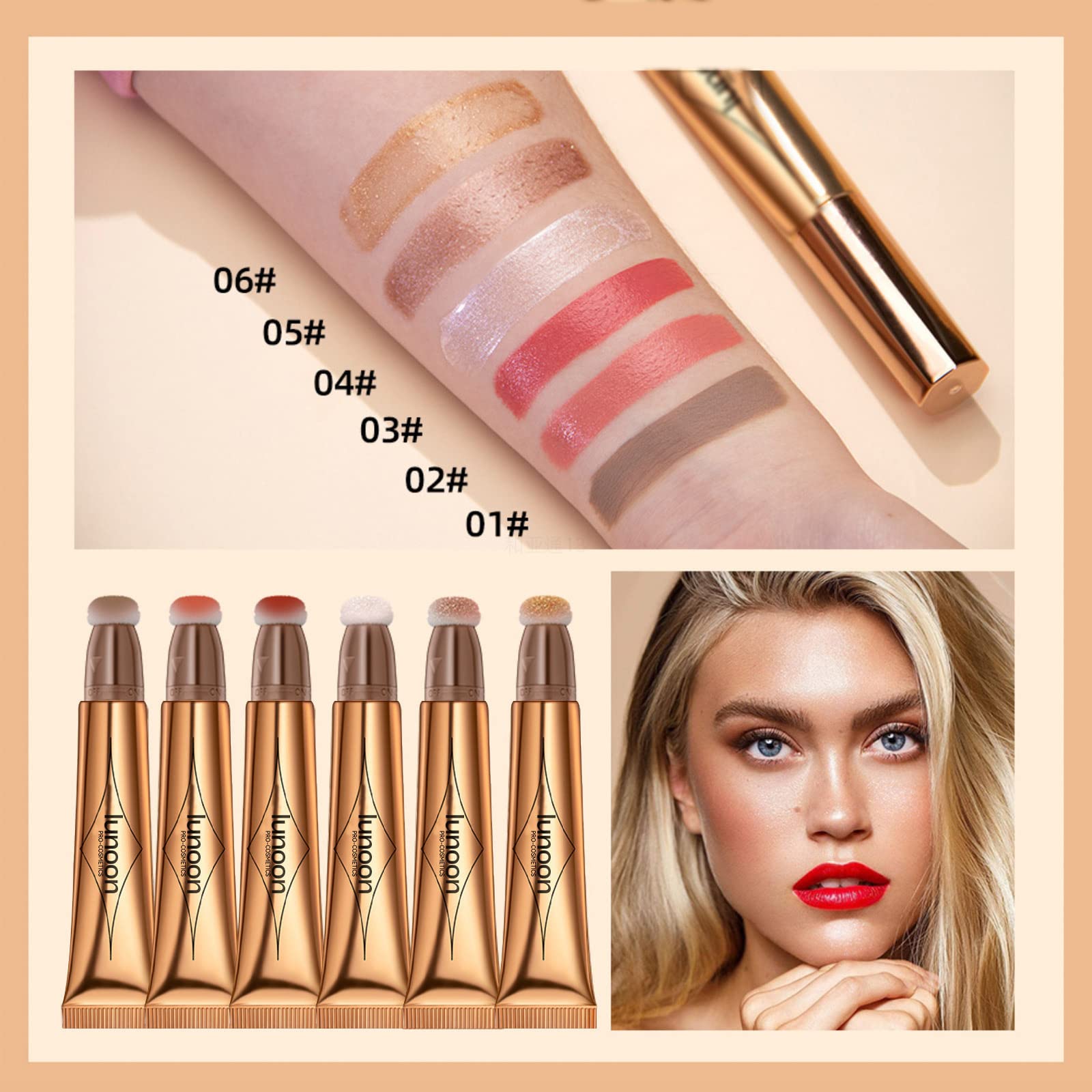 2 Colors Liquid Contour Beauty Wand, Highlighter and Bronzer Stick,Long Lasting & Smooth Natural Matte Finish,with Cushion Applicator Attached Easy to Blend. (1#/2#)