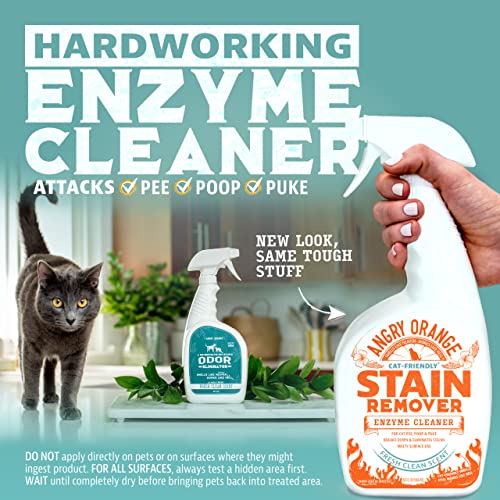 ANGRY ORANGE Cat Urine Odor Eliminator & Stain Remover - Stain Cleaner for Pets, Cat-friendly Fresh Scent Urine Deodorizing Spray and Enzyme Cleaner for Home Use