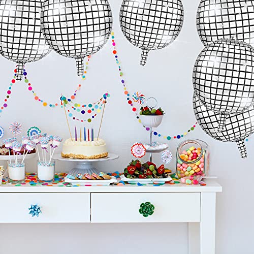 5 Pieces 22 Inches 4D Disco Ball Balloons Large Laser Foil Balloon Metallic Mirror Balloon for Disco Dance Party Birthday Party Wedding Ceremony (Basic Style)