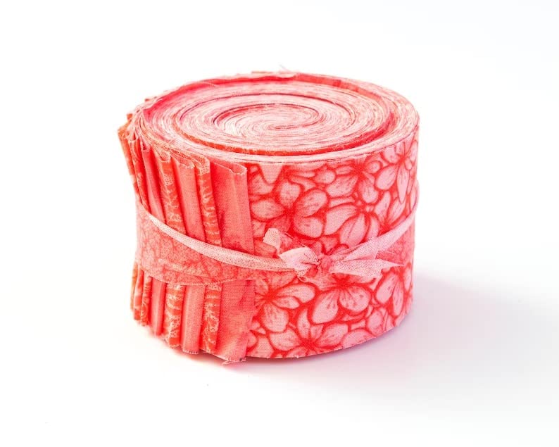 20 Pieces Fabric Cute, Beautiful It's All Coral Jelly Roll 2.5 inch pre-Cut, Cute 100% Cotton Fabric Quilting Strips 2.5"