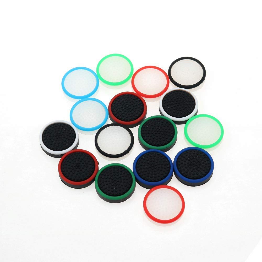 4PCS Silicone Thumb Stick Joystick Analog Grip Thumbsticks Cap Cover Case for PS4 PS3 PS2 Xbox One Xbox 360 Wii U NS Pro Controller (White-Blue)