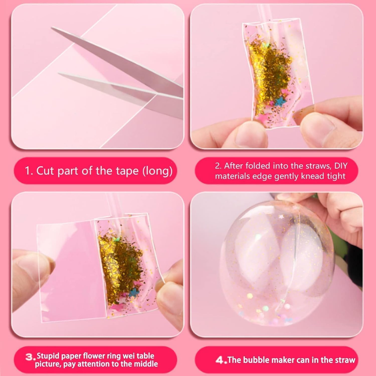 2Pcs Transparent Creative Nano Tape Bubbles, DIY Multiple Play Methods Intellectual Development Nano Tape Kneading Toys, Double Sided Nano Tape Elastic Bubble DIY Craft Kit, Party Supplies, Bubbles