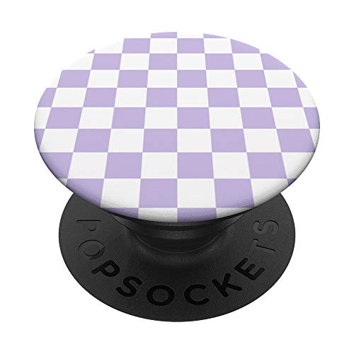Checkerboard Purple and White - Checkered Pattern Checker PopSockets Swappable PopGrip