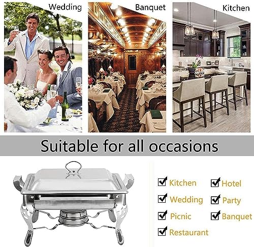 4.5L Stainless Steel Chafing Dish with Lid, Rectangular Foldable Buffet Server Pans Food Warmer, for Wedding, Parties, Banquet, Catering Events