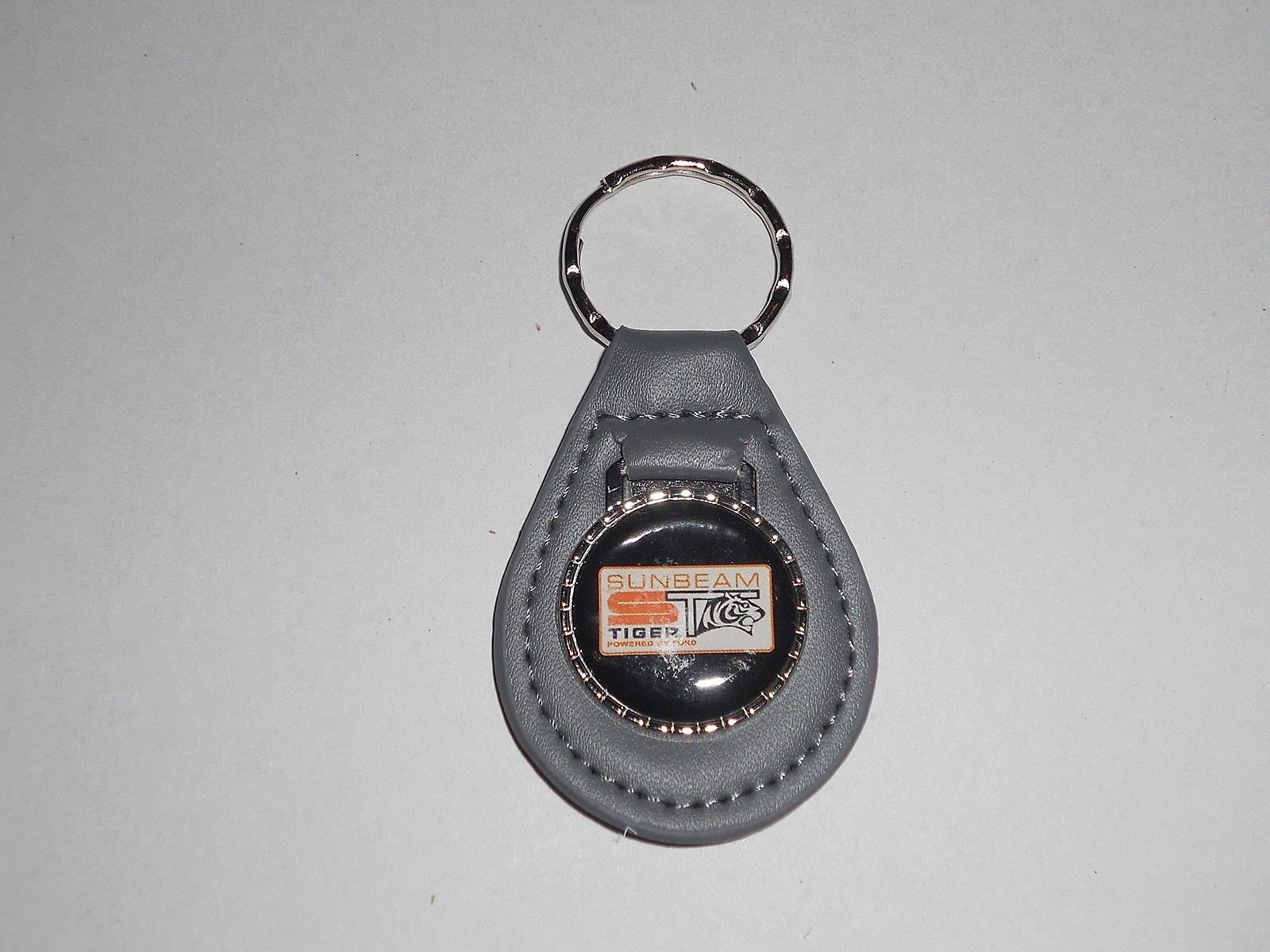 1960's SUNBEAM TIGER VINTAGE LOGO LEATHER KEYCHAIN - DARK GREY