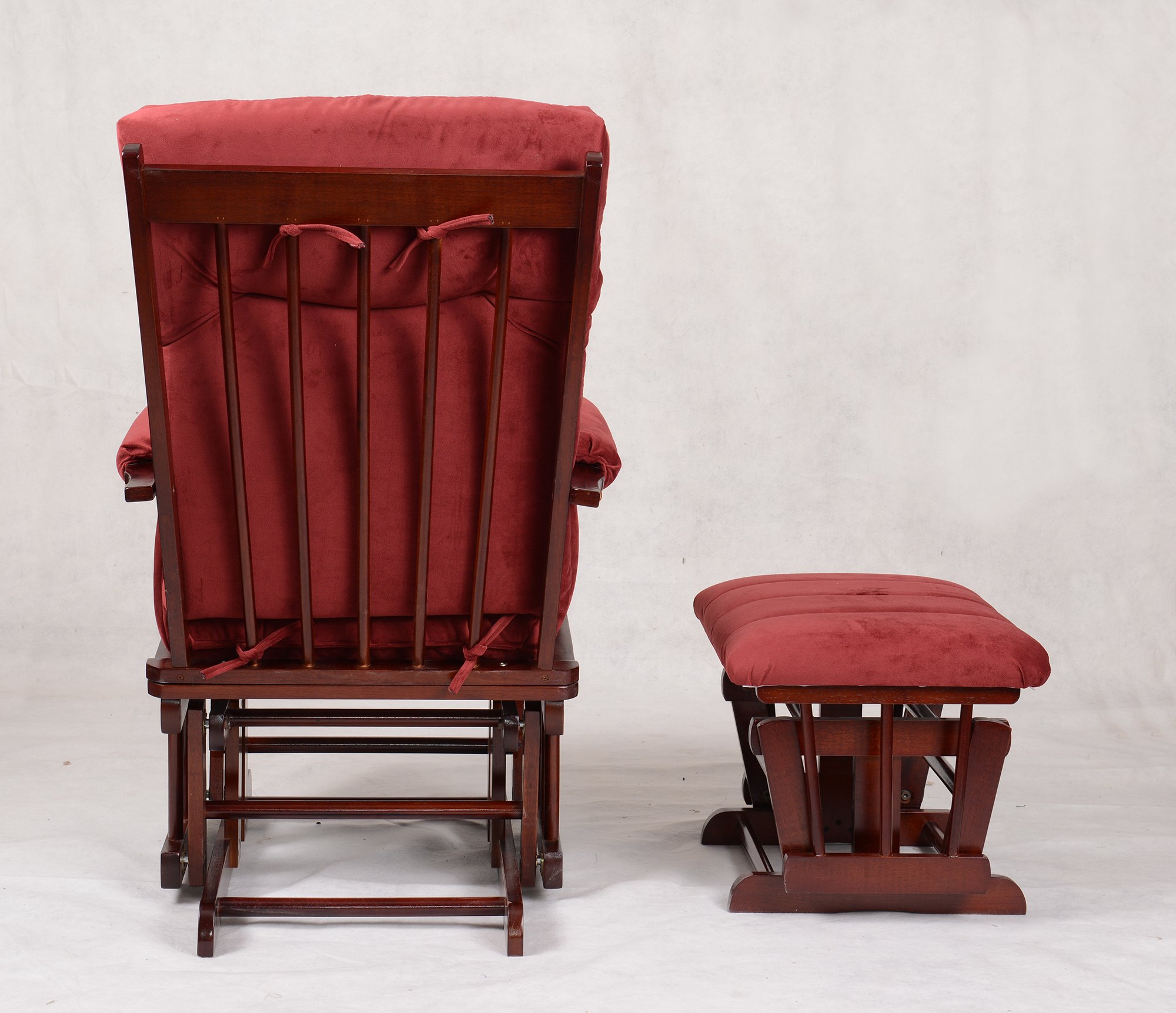 Artiva USA Home Deluxe Microfiber Cushion Cherry Wood Glider Rocker Chair and Ottoman Set (Marsala)