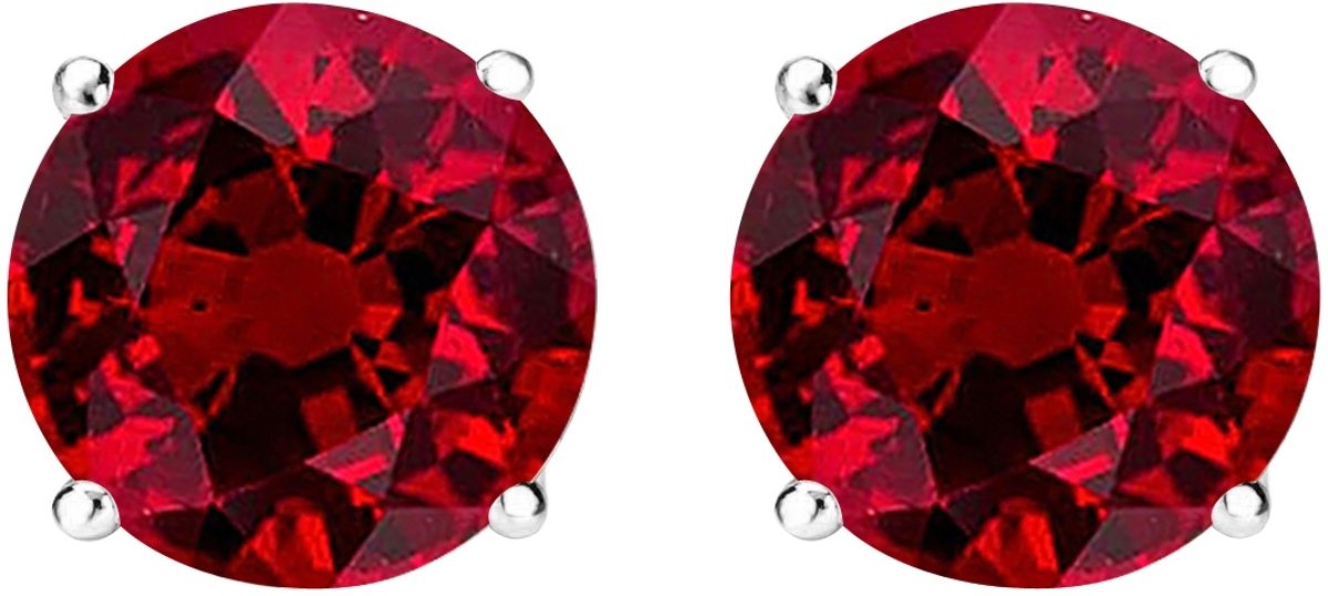 2 Carat Total Weight Ruby Solitaire Stud Earrings Pair Platinum Popular Premium Collection 4 Prong Screw Back