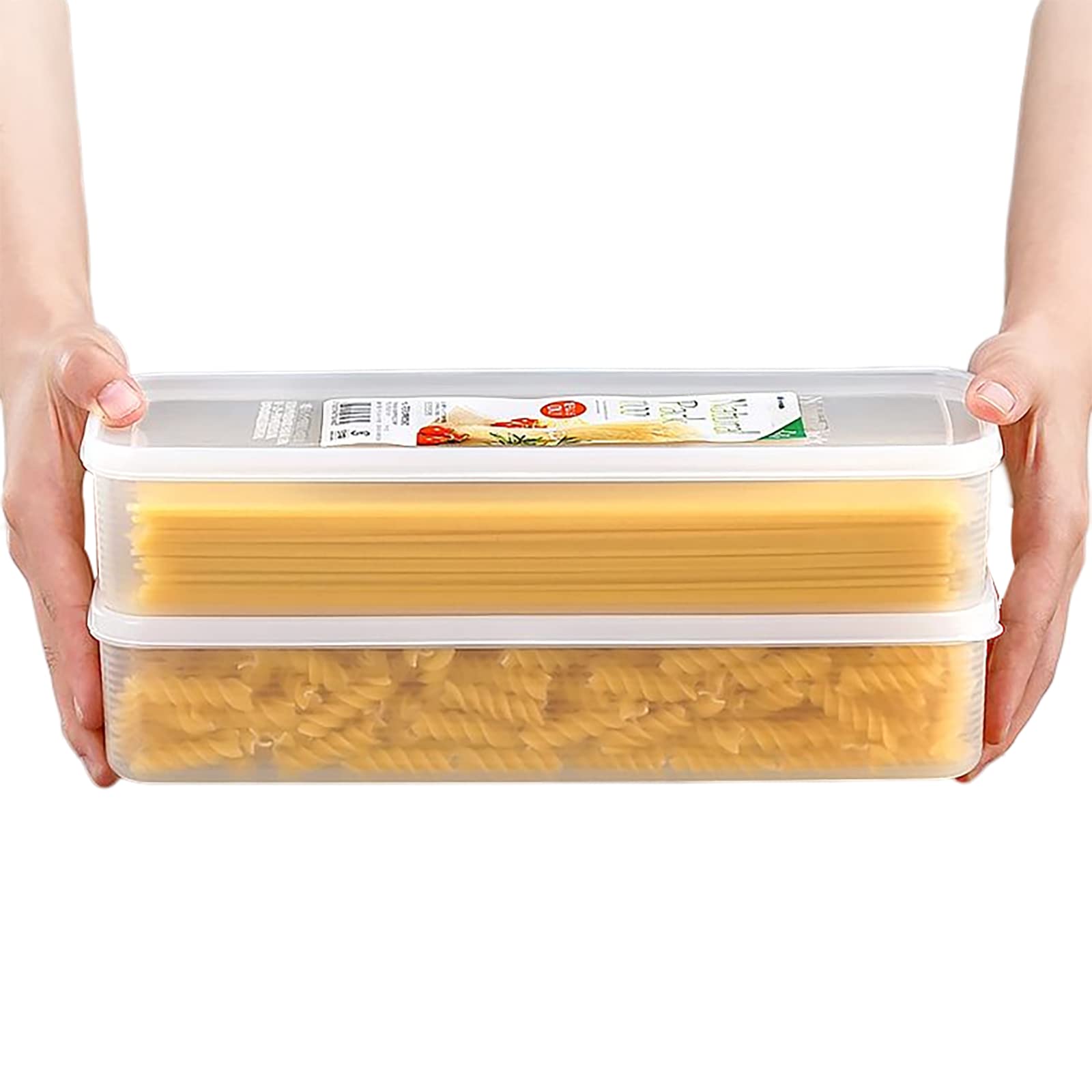 2 Pack-Pasta Storage Containers, Airtight Spaghetti Food Container with Soft Lids, BPA Free, Kitchen Box Organization Jar for Spaghetti, Cereal, Flour, Sugar, Noodles (2)
