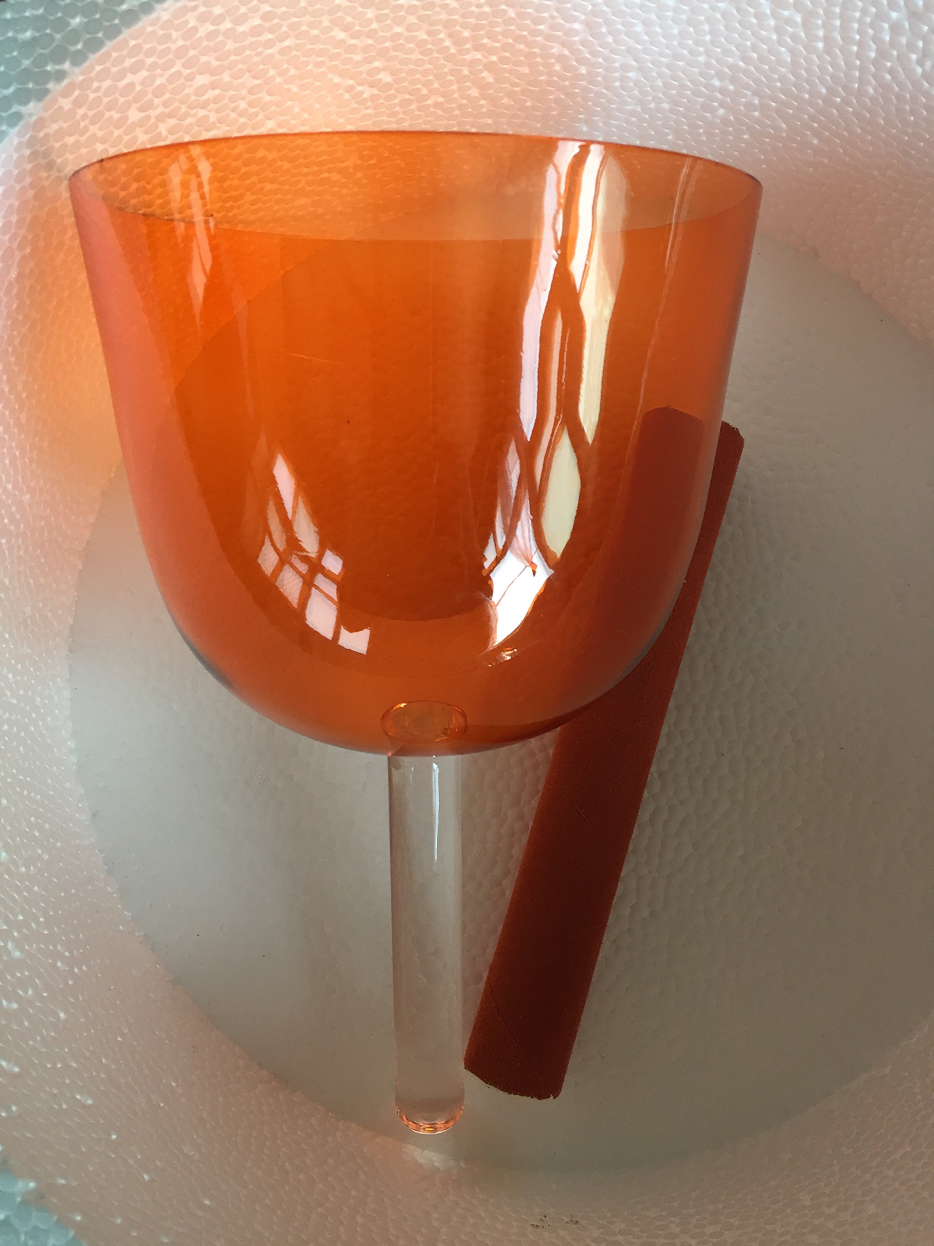 4th Octave 6.25" light orange color Crystal handle Singing Bowl 1Pcs,Perfect Musical Note D Sacral Chakra,Standard 432 or 440HZ for balancing and Yoga