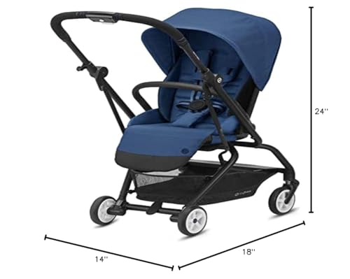 CYBEX Eezy S Twist 2 Stroller, 360° Rotating Seat, Parent Facing or Forward Facing, One-Hand Recline, Compact Fold, Lightweight Travel Stroller, Stroller for Infants 6 Months+, Navy Blue