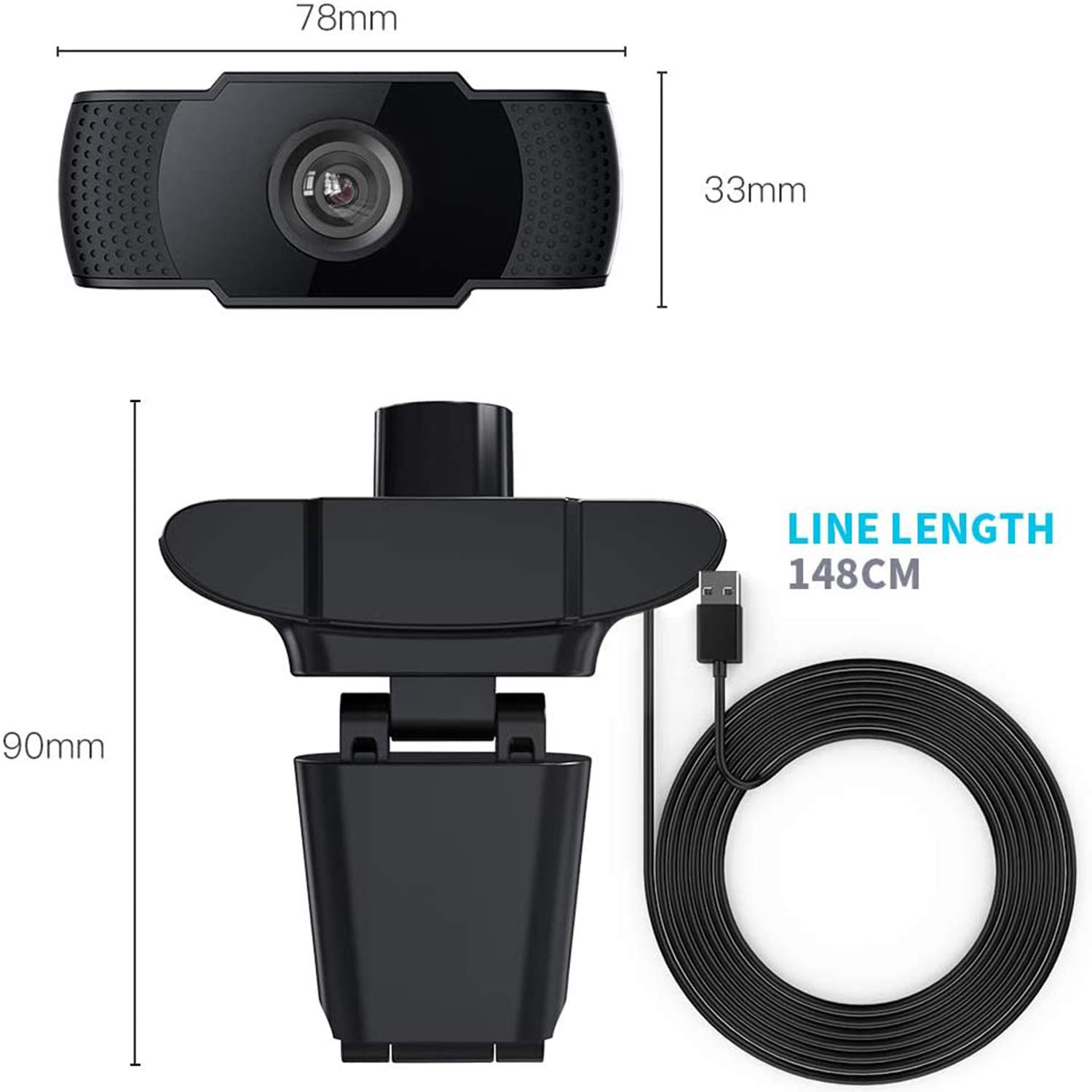 2022 Upgraded 2048 x 1080 Full HD Webcam 2K 30 fps Computer, 90° Wide Angle for PC Laptop Computer Zoom Skype Meeting Video Calling Games