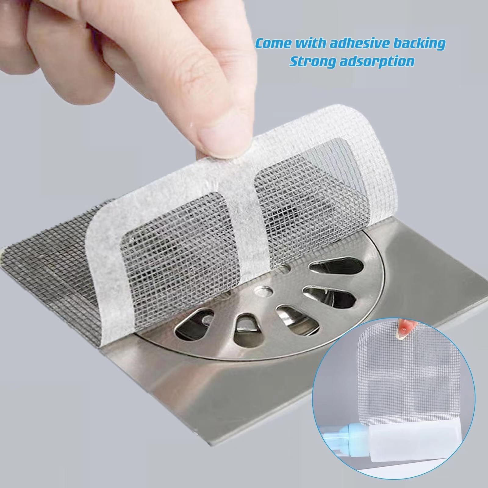 30 Pcs Floor Drain Stickers, 4" X 4" Disposable Shower Floor Drain Cover, Shower Drain Hair Catcher Mesh Stickers for Kitchen Sink, Bathroom, Laundry
