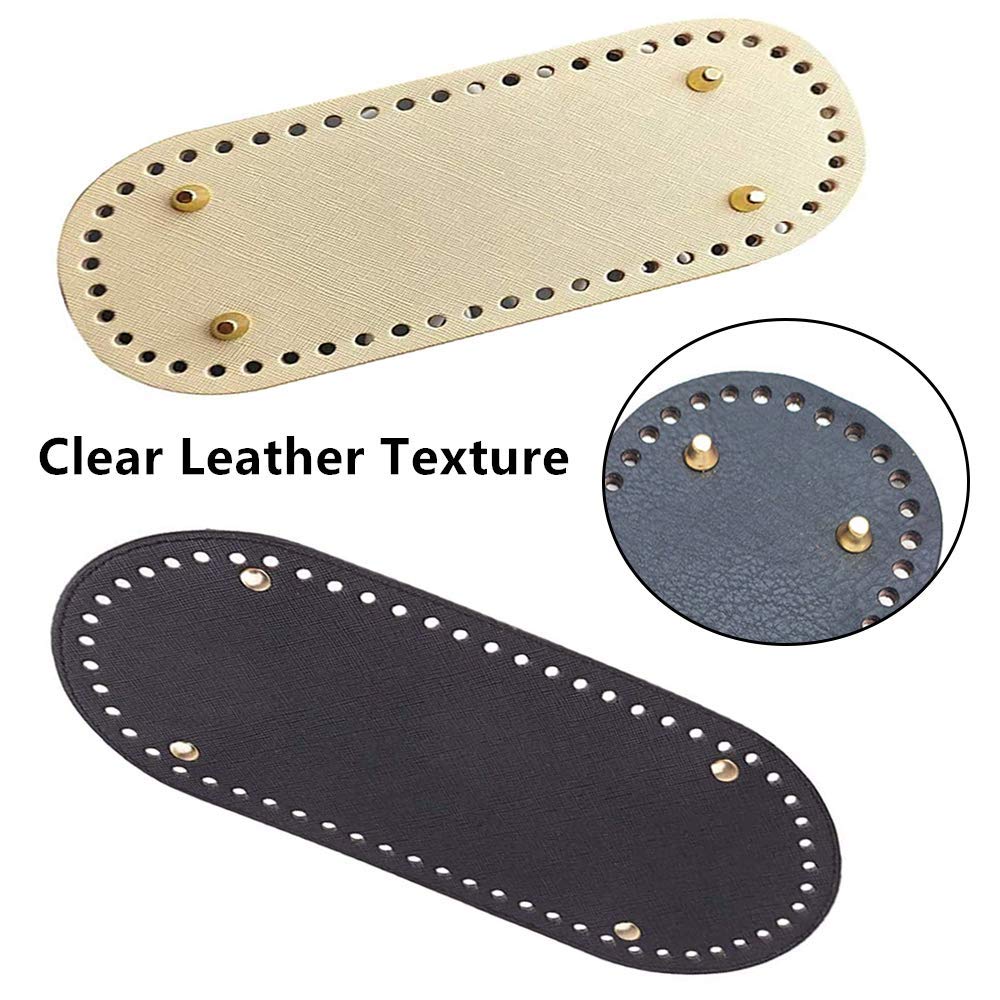 2 Pcs Oval Long Bag Bottom PU Leather Handbag Bottom Crochet Bag Bottom for Knitting Bag Handbag DIY Shoulder Crossbody Bags Accessories