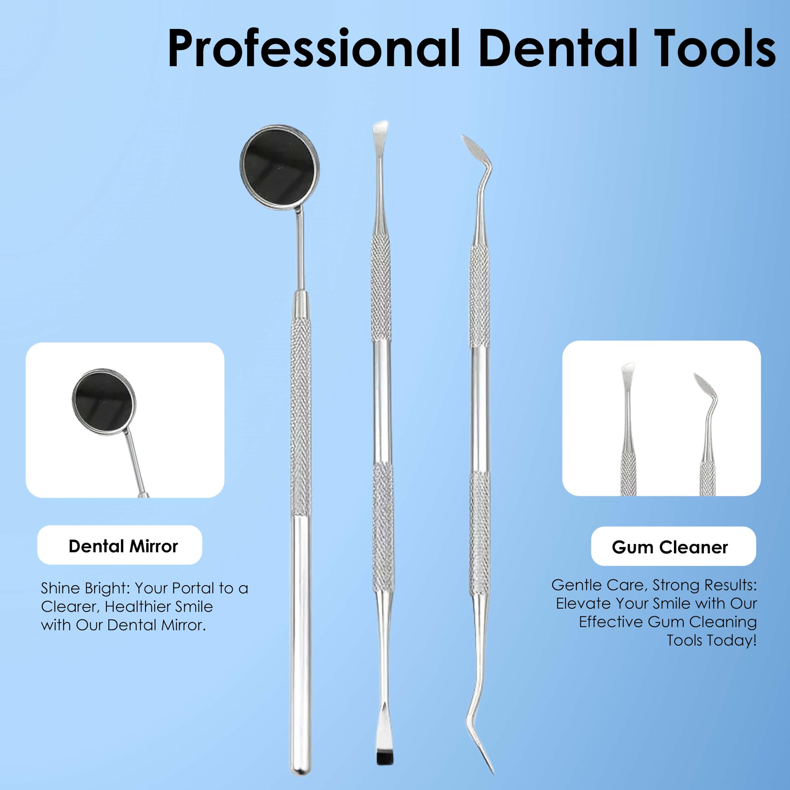 Beauté Secrets Dental Tools, Dental Pick Set 5Pcs Tooth Scraper Dental Hygiene Kit, Stainless Steel Teeth Cleaning Kit with Metal Case for Plaque Tartar Removal for Personal & Pets Use