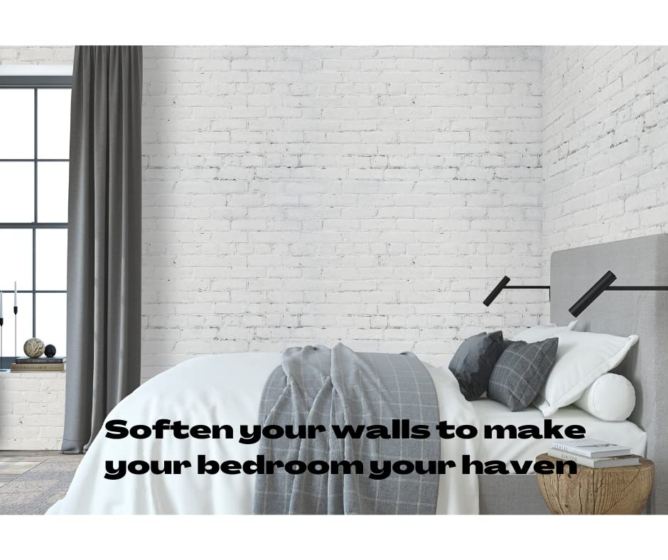 Brick Wallpaper Peel and Stick - White/Gray, 32.8 ft x 1.5 ft - 3D Faux Brick Wallpaper for Textured Wall, Removable Wallpaper for Indoor & Outdoor Use Waterproof- Ideal for Bedroom Accent Wall Décor