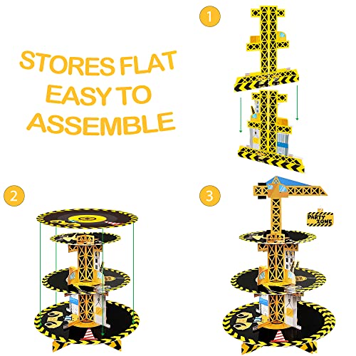 3 Tier Construction Birthday Cupcake Stand Construction Birthday Party Supplies for Construction Baby Shower Dump Truck Party Decorations