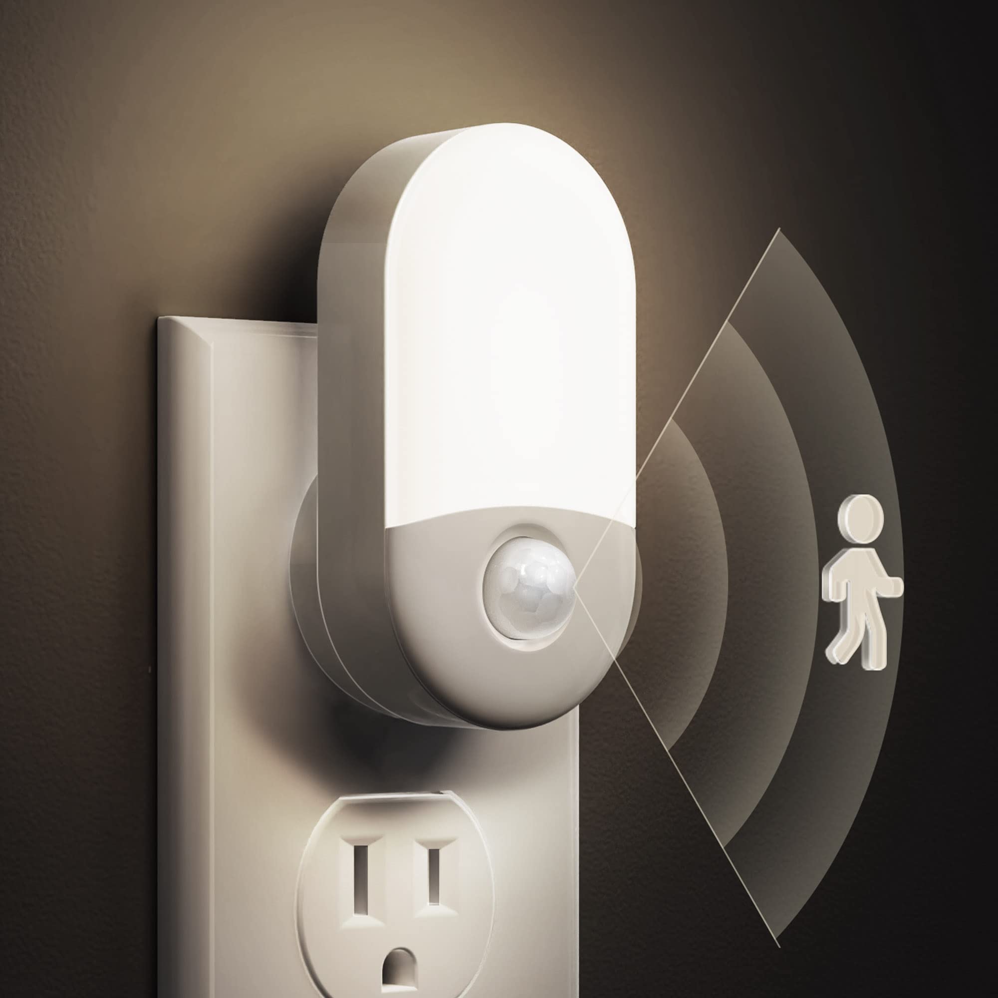 L LOHAS LED Motion Sensor Night Light, [2 Pack] Motion Activated Night Light, Daylight White, Adjustable Brightness, Motion Sensor Light Indoor Plug in for Nursery, Kids, Bedroom, Bathroom Night Light